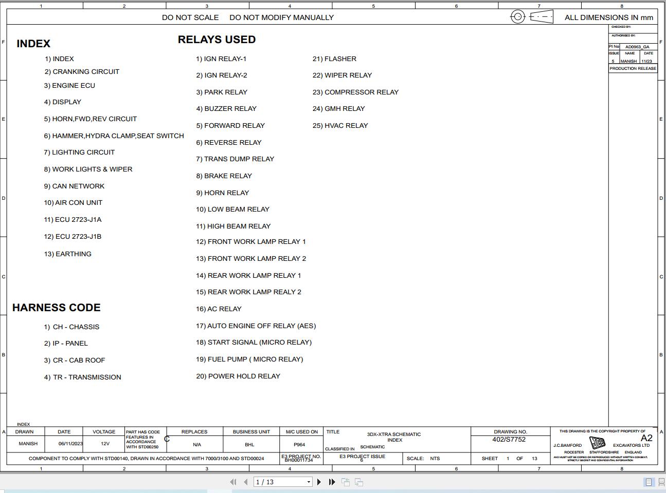 JCB Loader 3DX SUPER CEV Stage-V 2022-2025 Electrical and Hydraulic Diagram