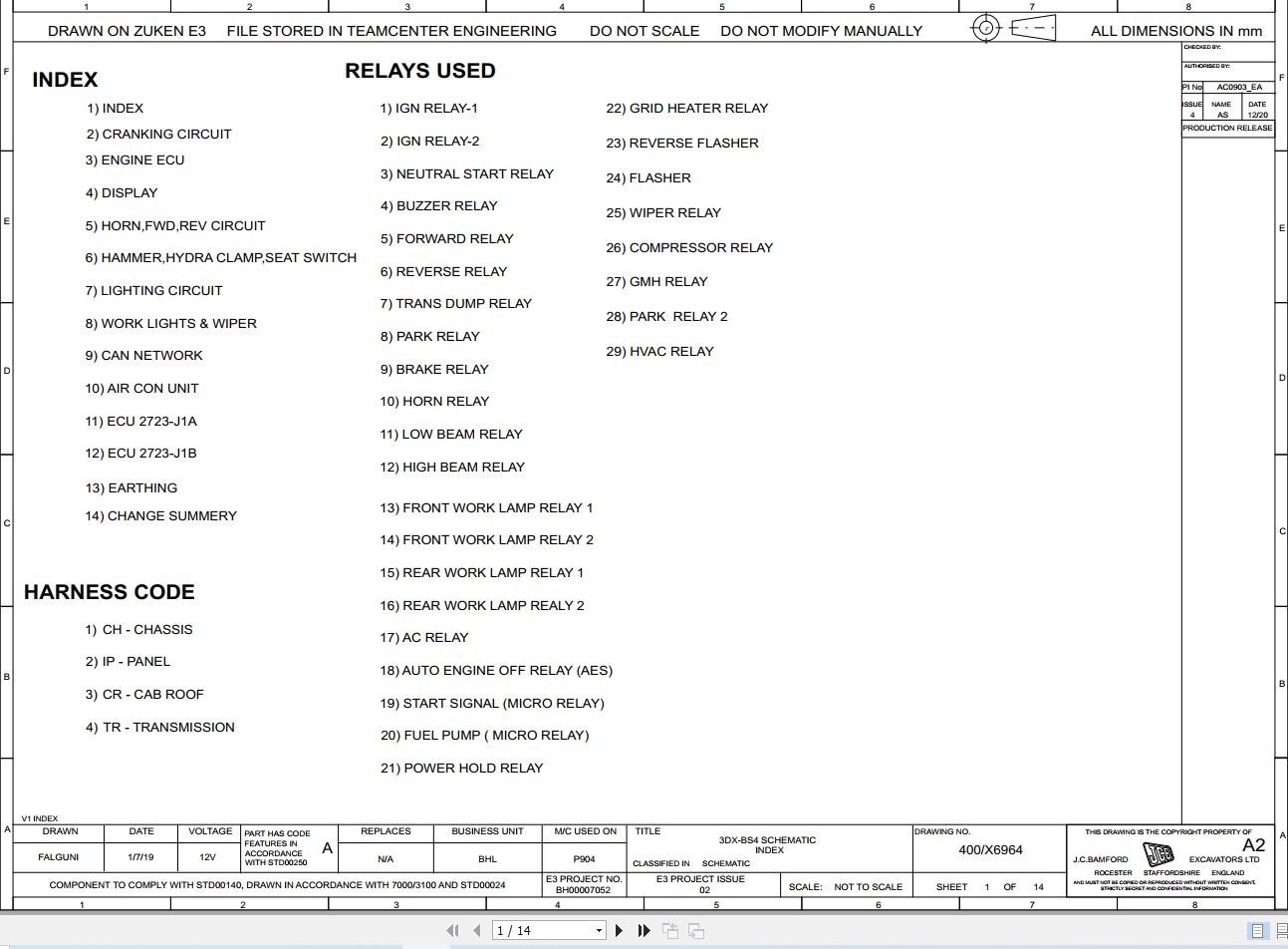JCB Loader 3DX XTRA CEV Stage-IV 2019-2024 Electrical and Hydraulic Diagram