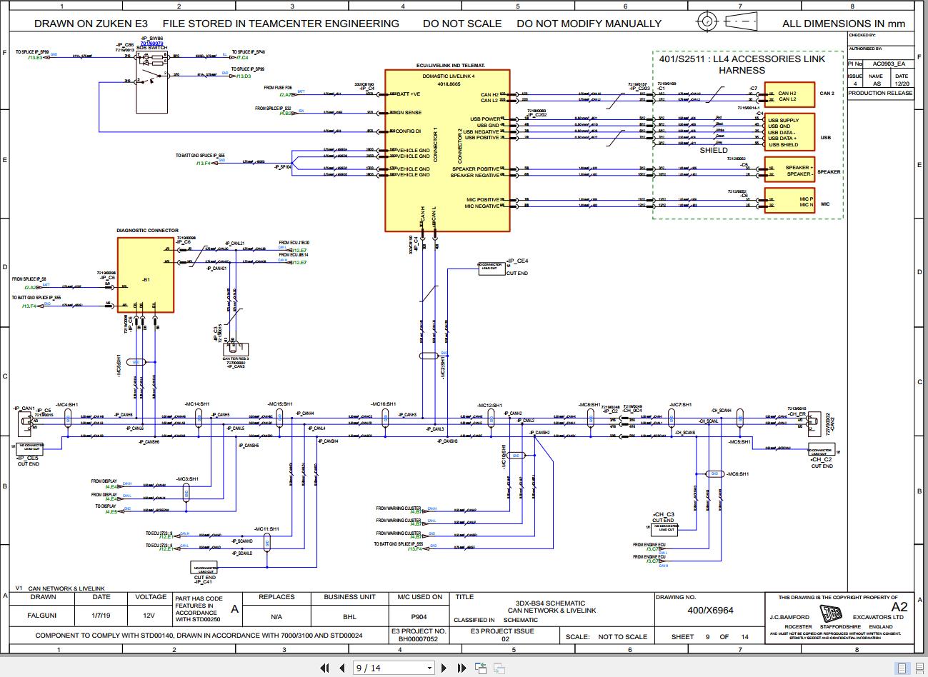 JCB Loader 4DX CEV Stage-IV 2020-2025 Electrical and Hydraulic Diagram