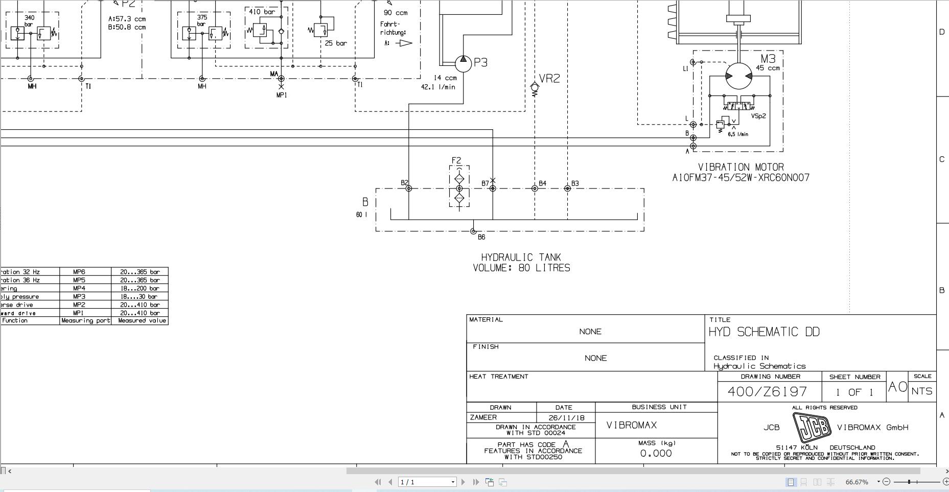 JCB Roller VM117 CEV Stage-IV 55kW 2020-2024 Electrical and Hydraulic ...