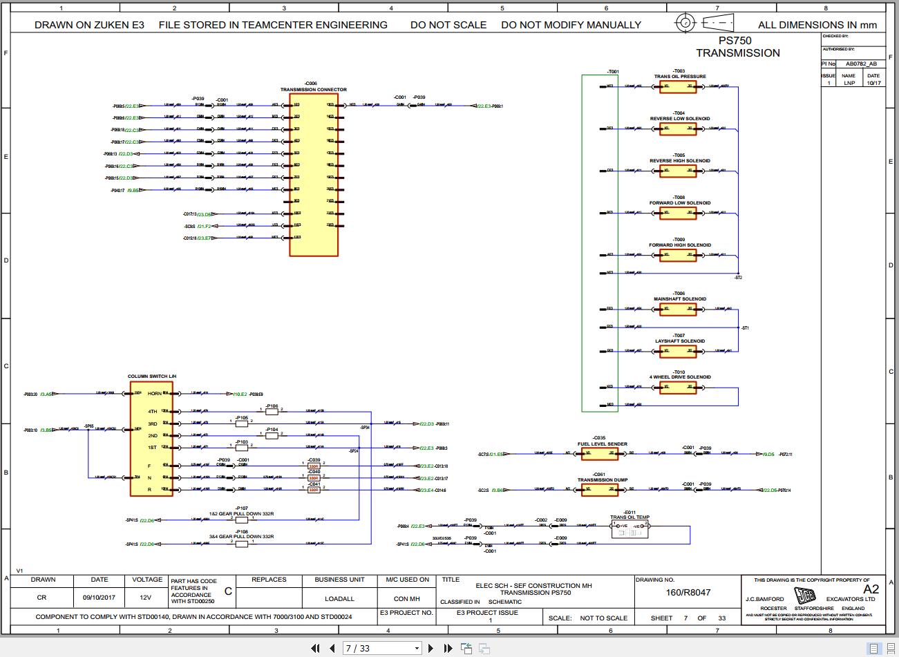 JCB Telehandler 533-105 T4F 3L 2017-2020 Electrical Diagram