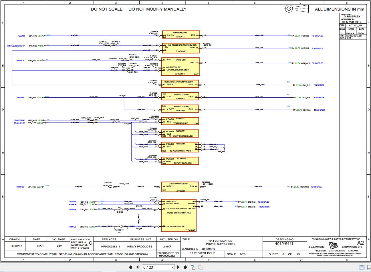 JCB Tracked Excavator 245XR STV 2021-2025 Electrical and Hydraulic Diagram