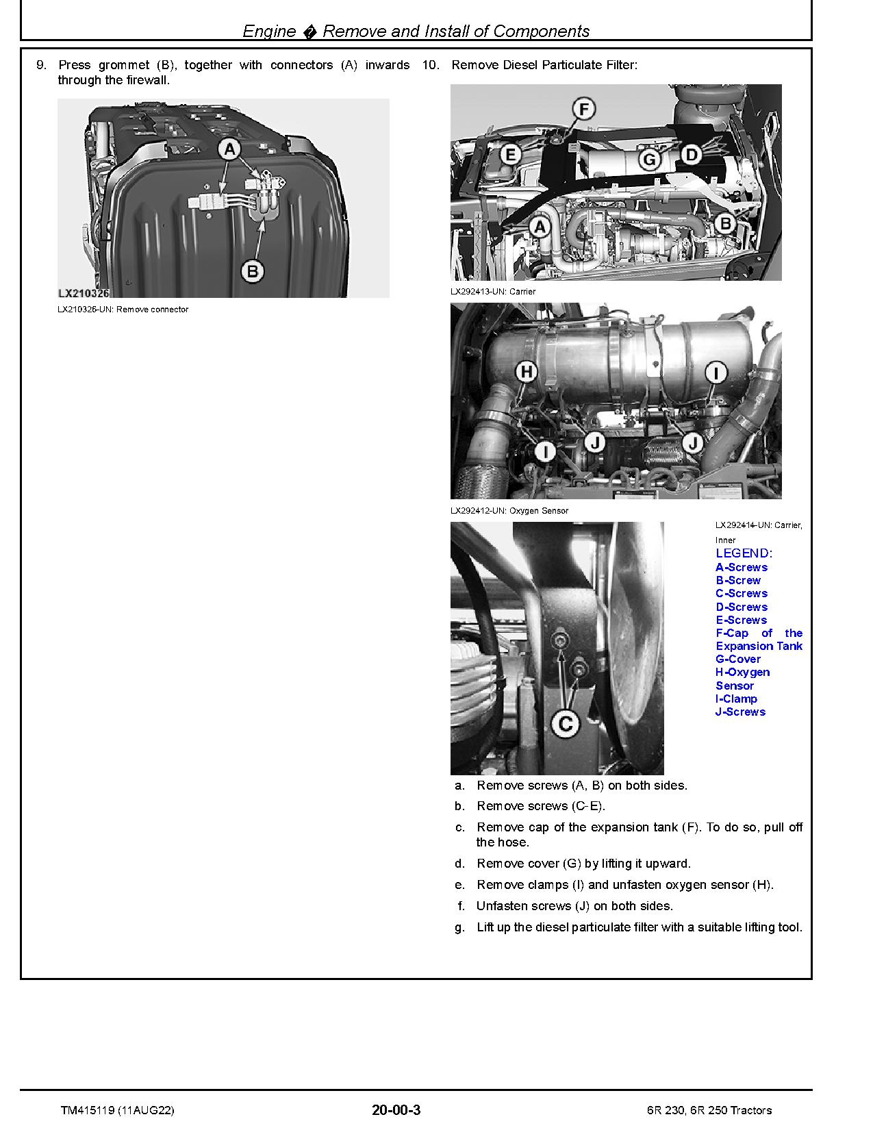 John Deere 6R-230 6R-250 Tractors Repair Manual TM415119