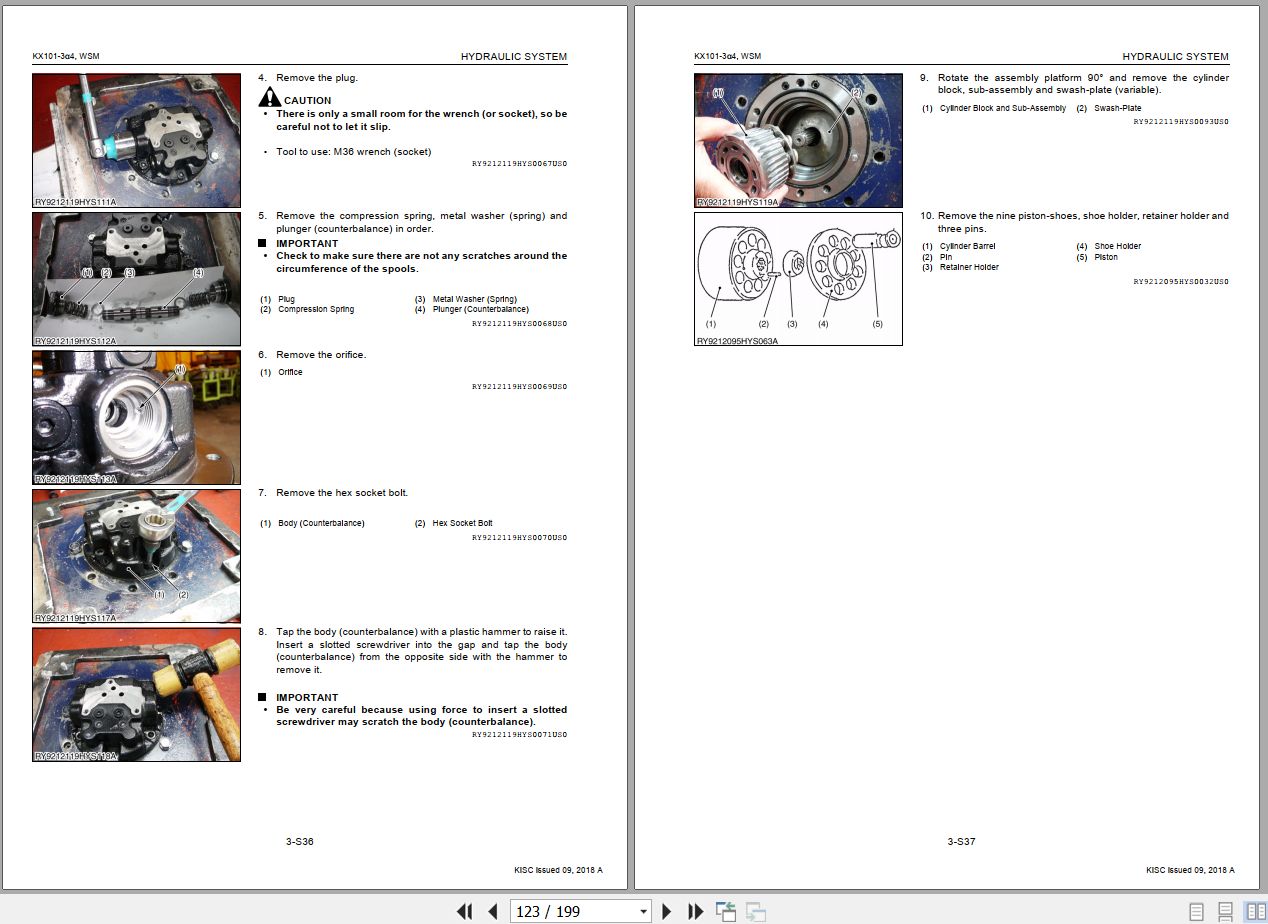 Kubota Excavator KX101-3a4 Workshop Manual RY911-24691 2018