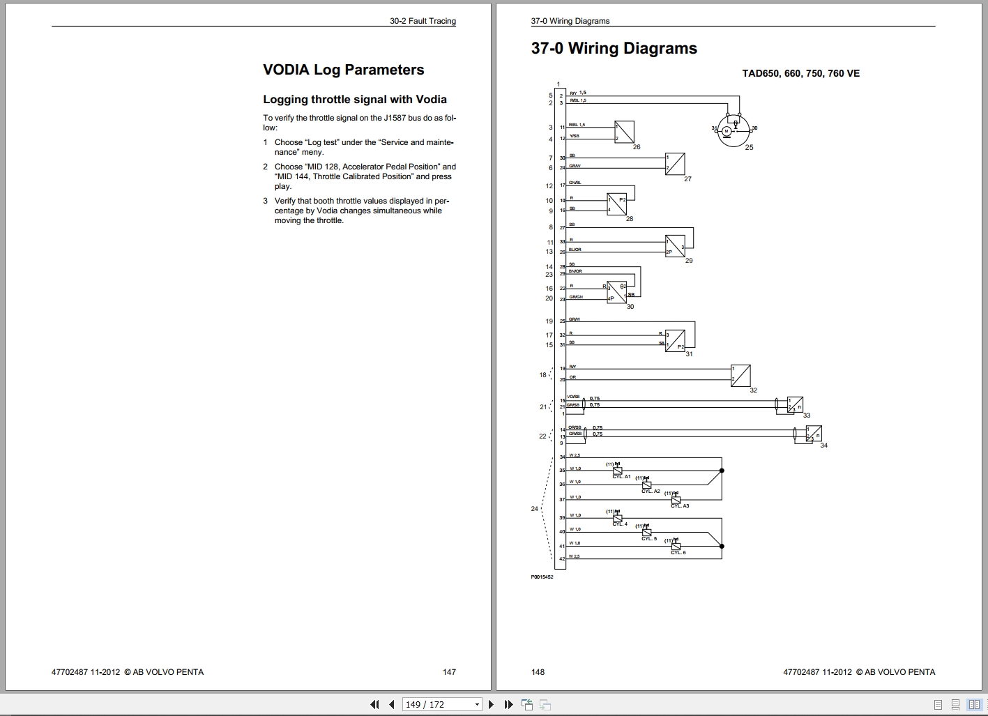 Volvo Penta Engine TAD734GE To TAD765VE Woskshop Manual Electrical ...