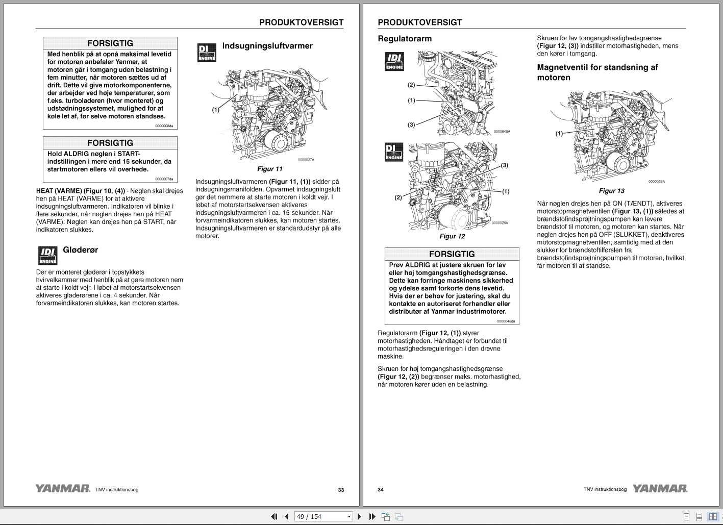 Yanmar Engine 2TNV70 To 4TNV106T Operations Instructions Manual 0ATNV ...