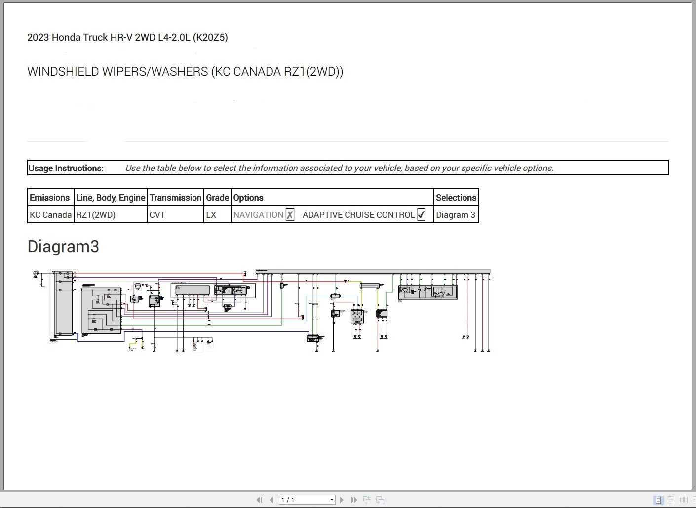 Honda HR-V 2023 2WD L4-2.0L Electrical Schematic