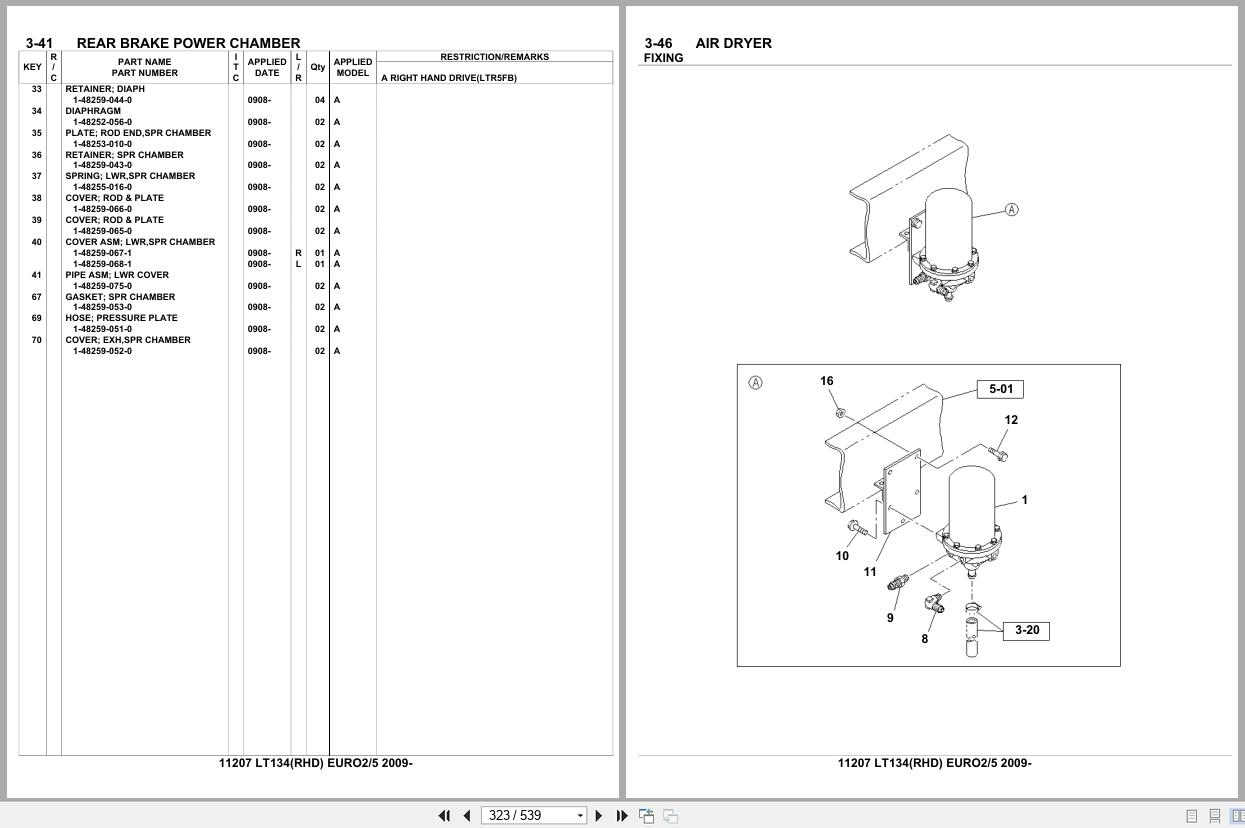 Isuzu Buses LT134 RHD EURO2 EURO5 2009- Parts Catalog 11207