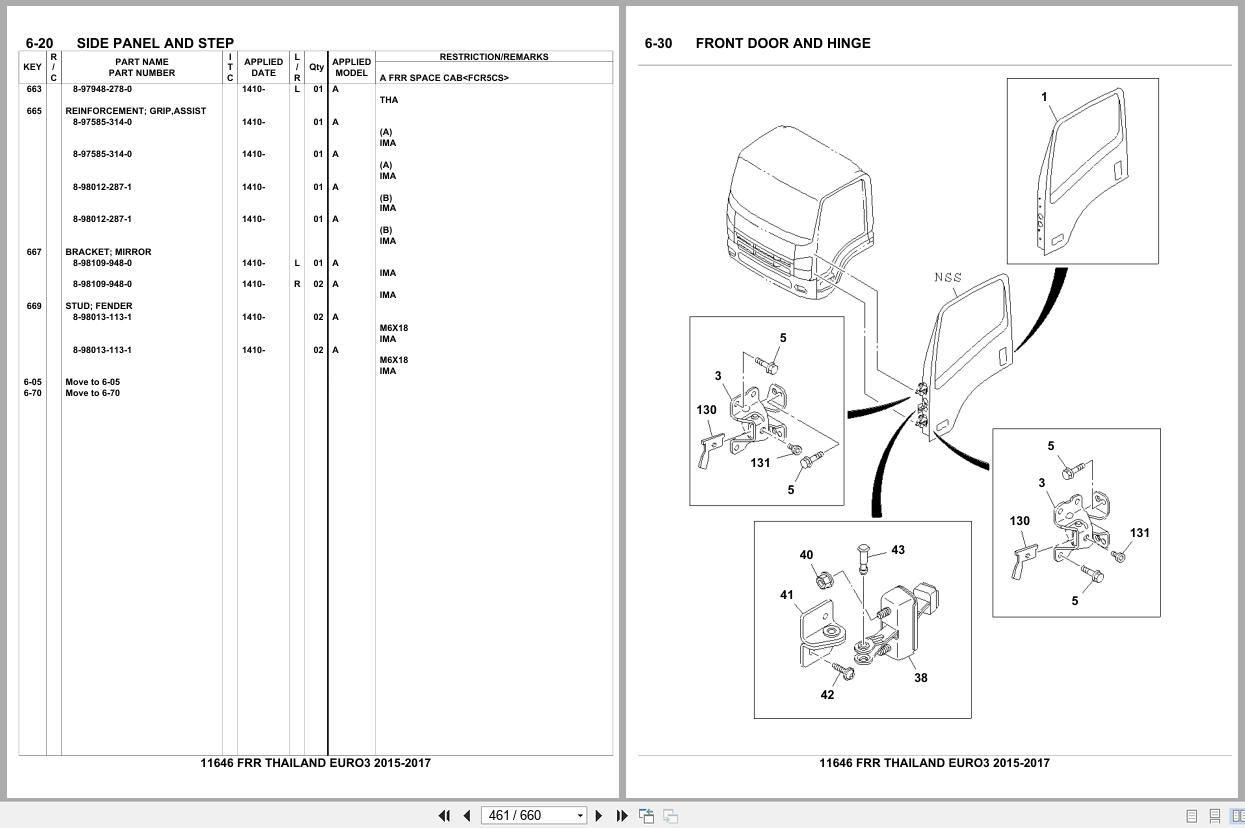 Isuzu Truck FRR THAILAND EURO3 2015-2017 Parts Catalog 11646