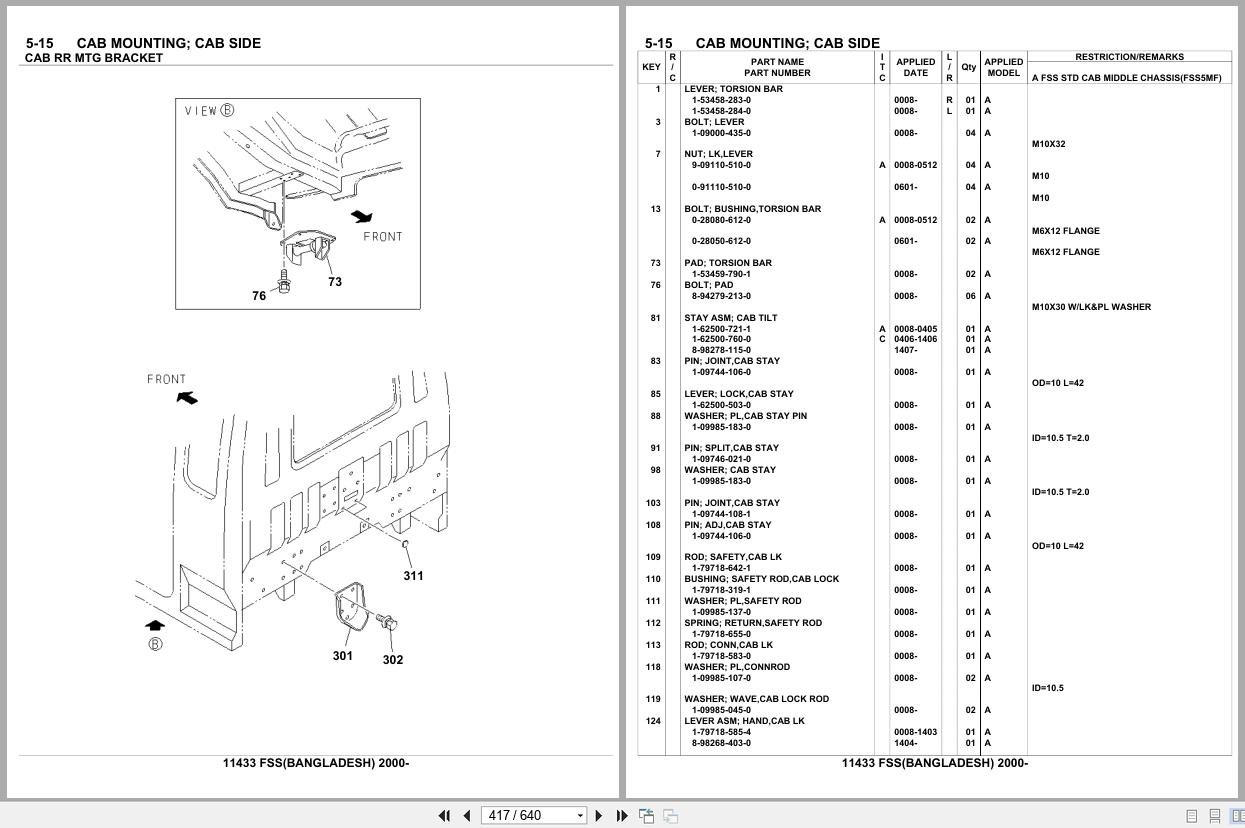 Isuzu Truck FSS BANGLADESH 2000- Parts Catalog 11433