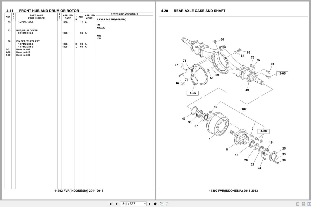 Isuzu Truck FVR INDONESIA 2011-2013 Parts Catalog 11392