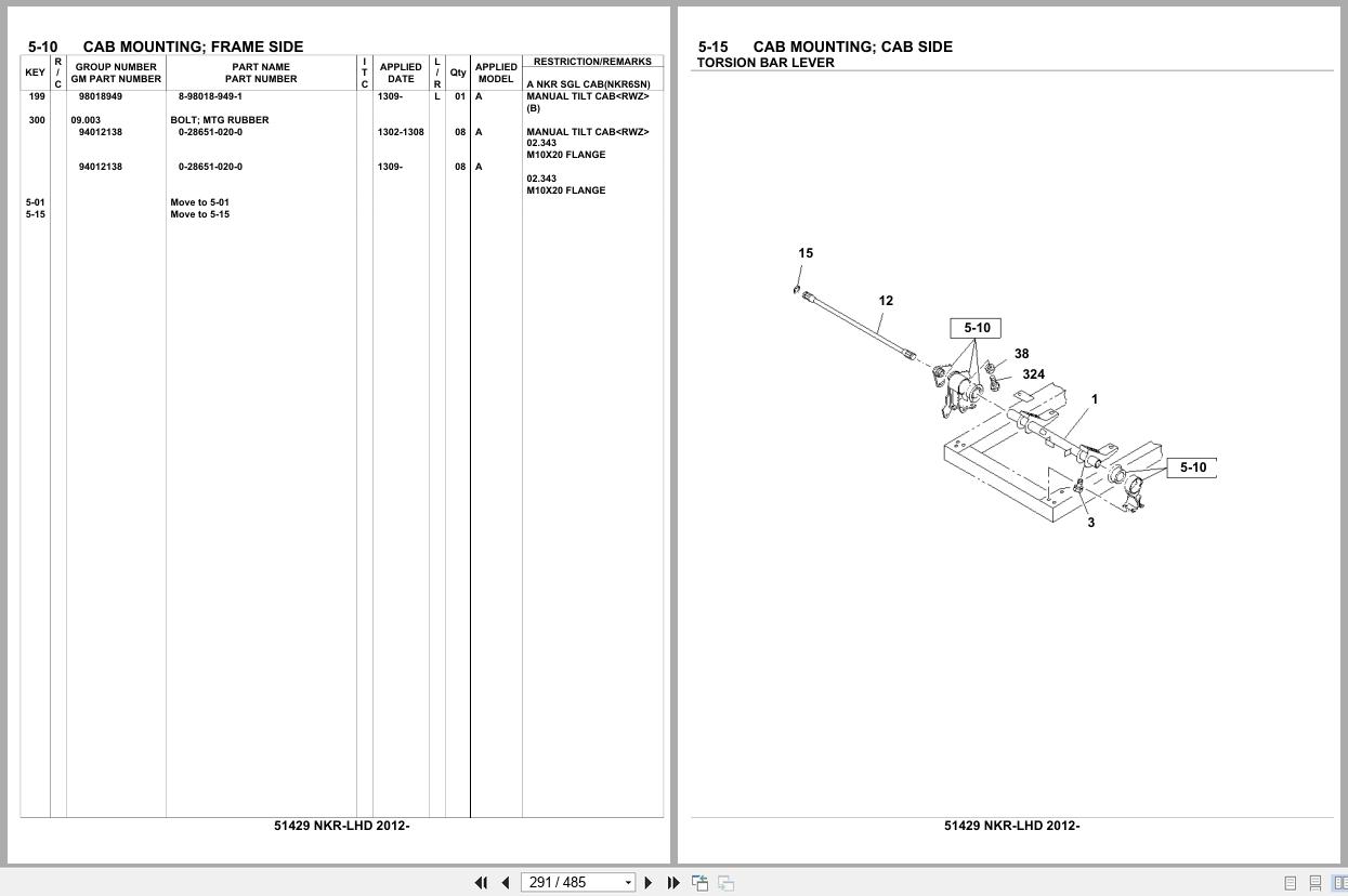 Isuzu Truck NKR LHD 2012- Parts Catalog 51429