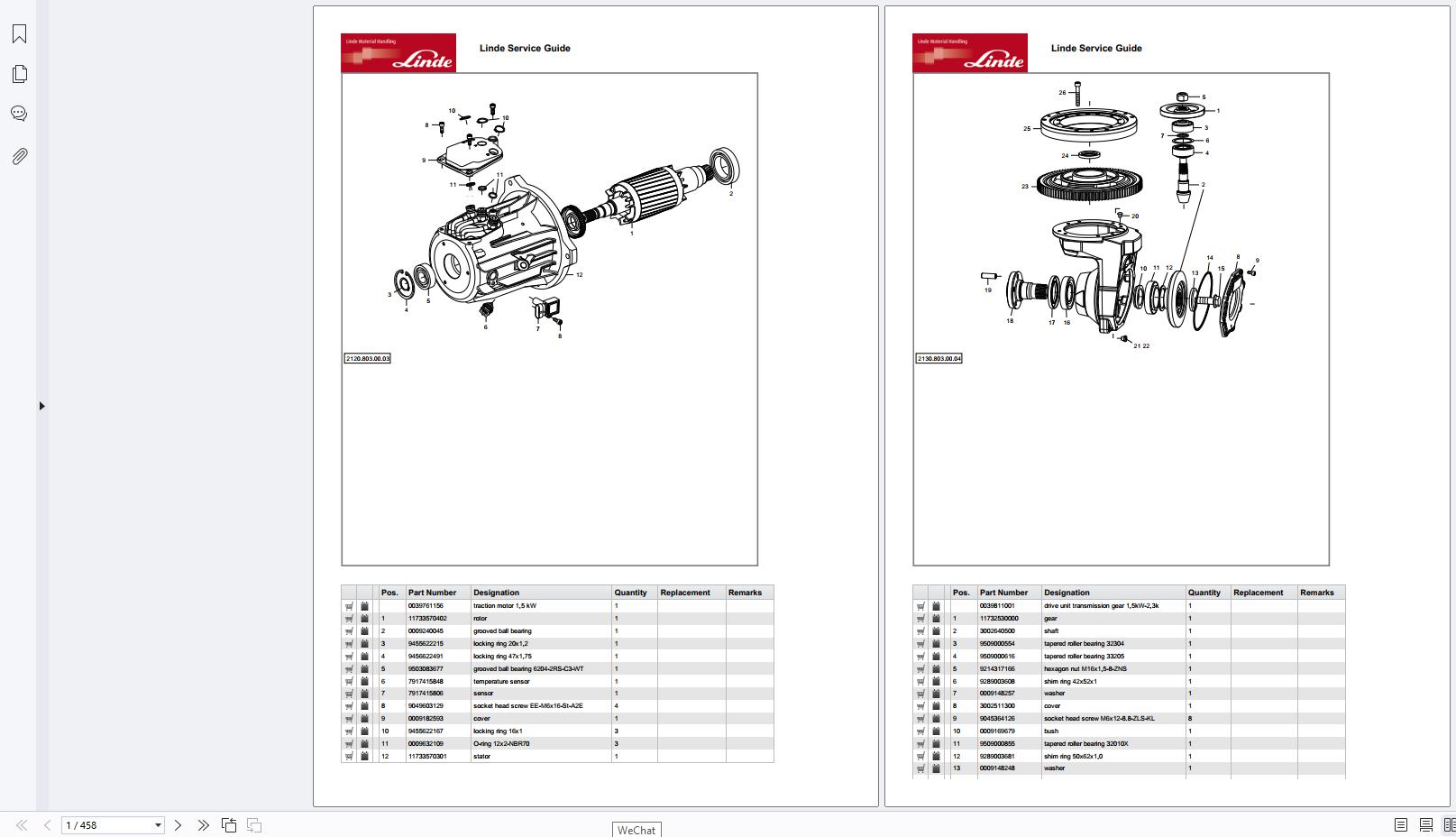 Linde Forklift L1173-01 L-matic L14 L16 L20 Parts Catalog
