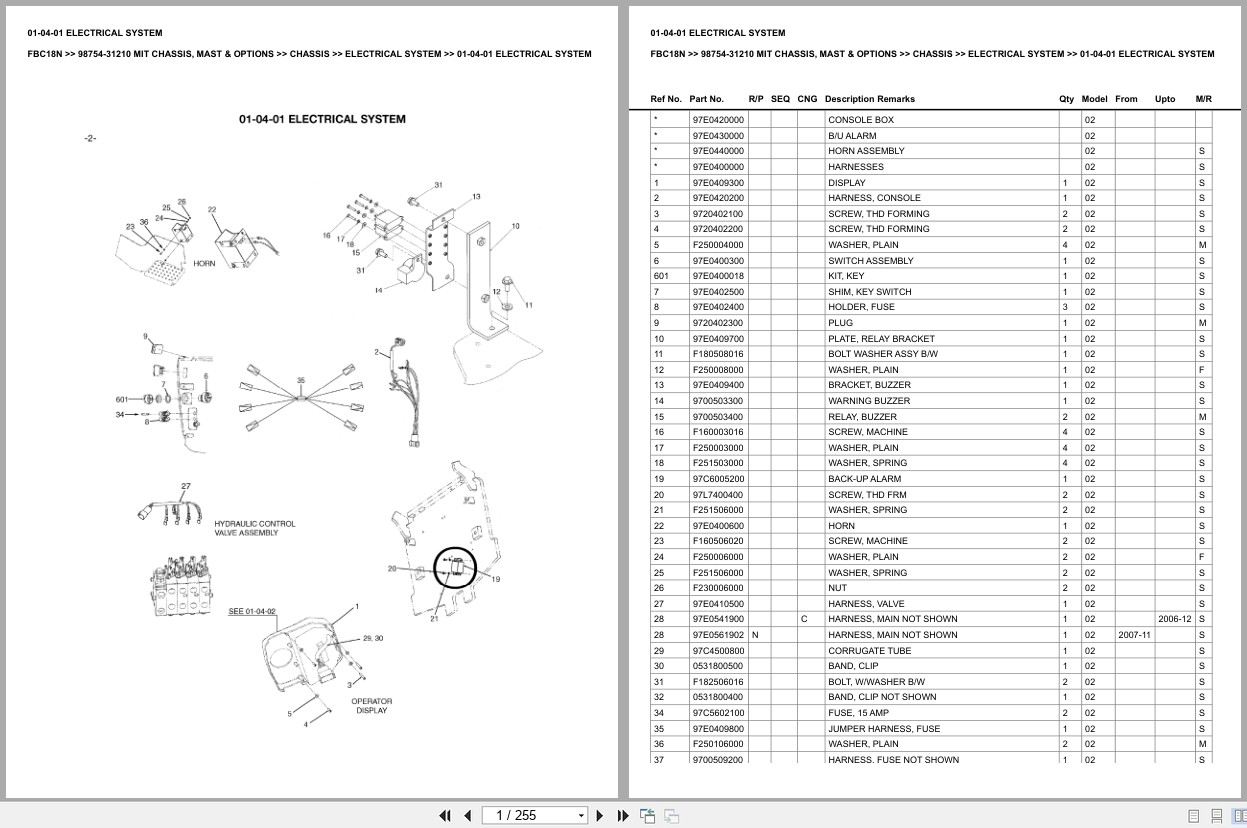 Mitsubishi Forklift FBC18N Chassis Mast Options Europe Parts Catalog ...