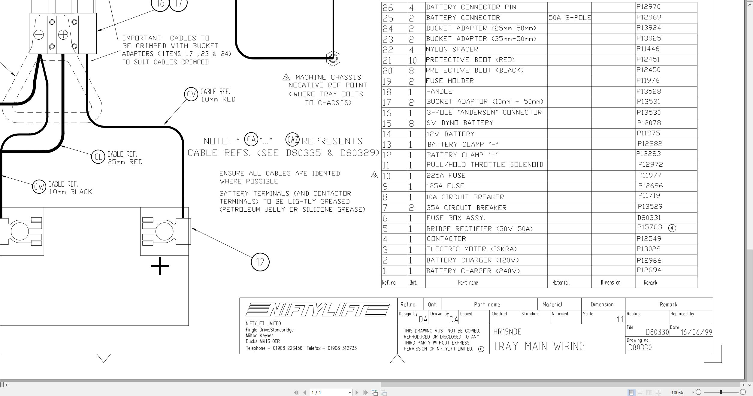 NIFTYLIFT Articulating Boom Lifts HR15N 13161 Diagram 2005