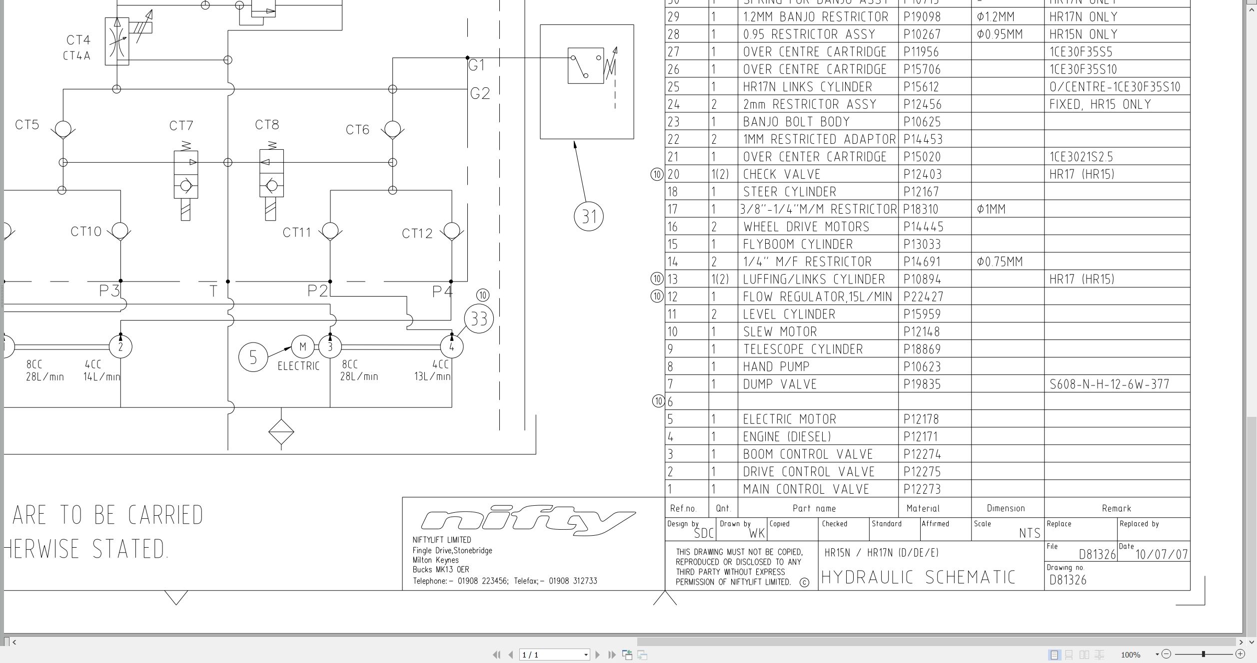 NIFTYLIFT Articulating Boom Lifts HR17N 26518 Operating Parts Manual ...