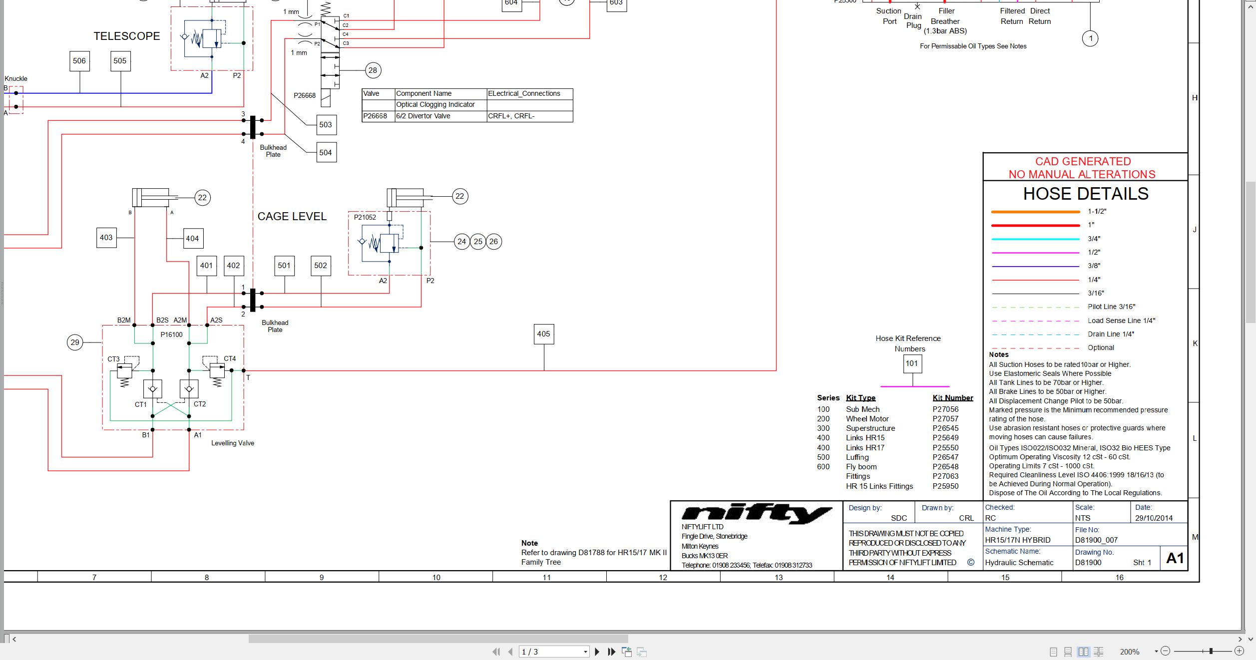 NIFTYLIFT Articulating Boom Lifts HR17N 31189 Operating Parts Manual ...