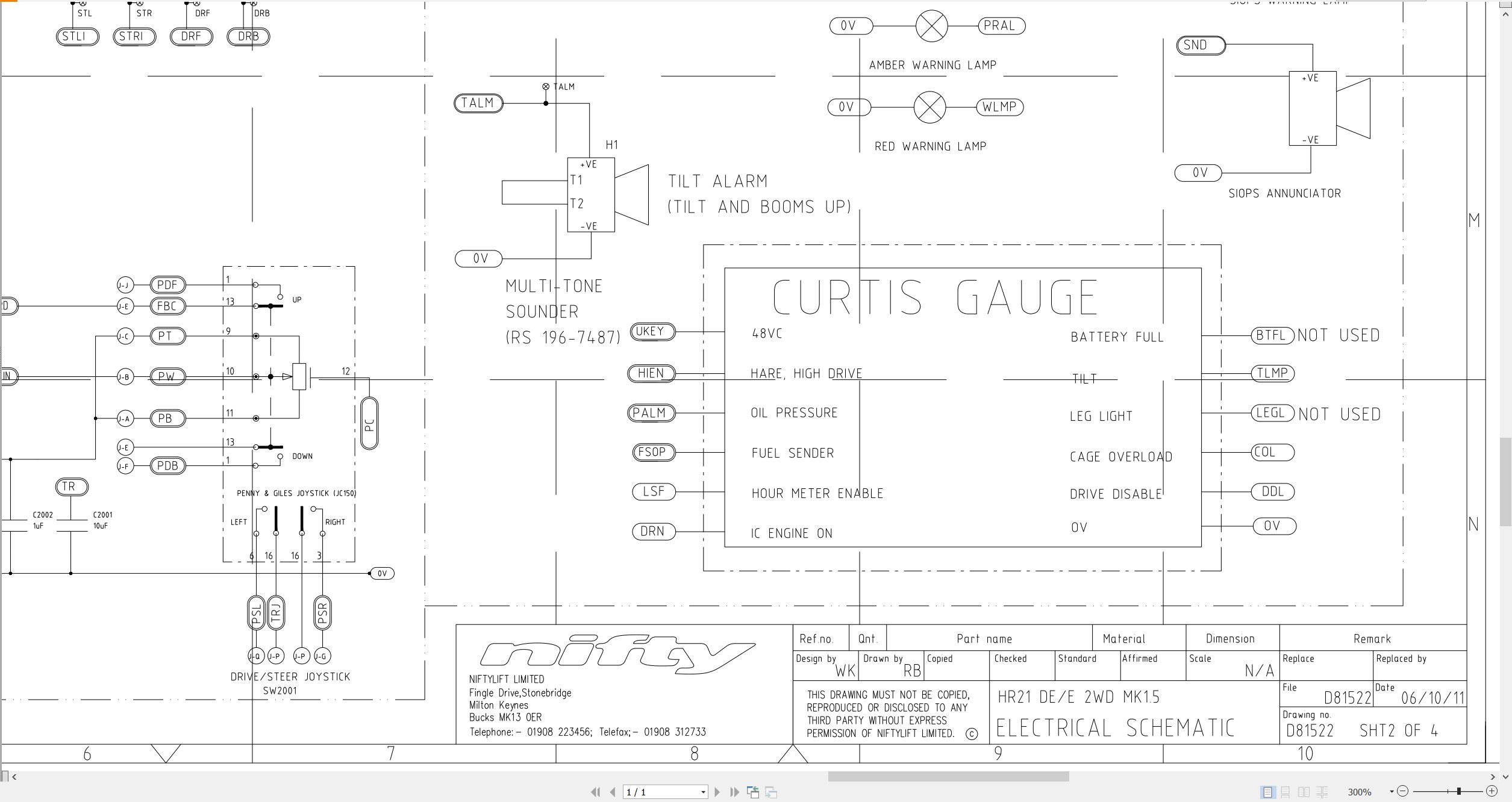 NIFTYLIFT Articulating Boom Lifts HR21 25801 Operating Parts Manual And ...