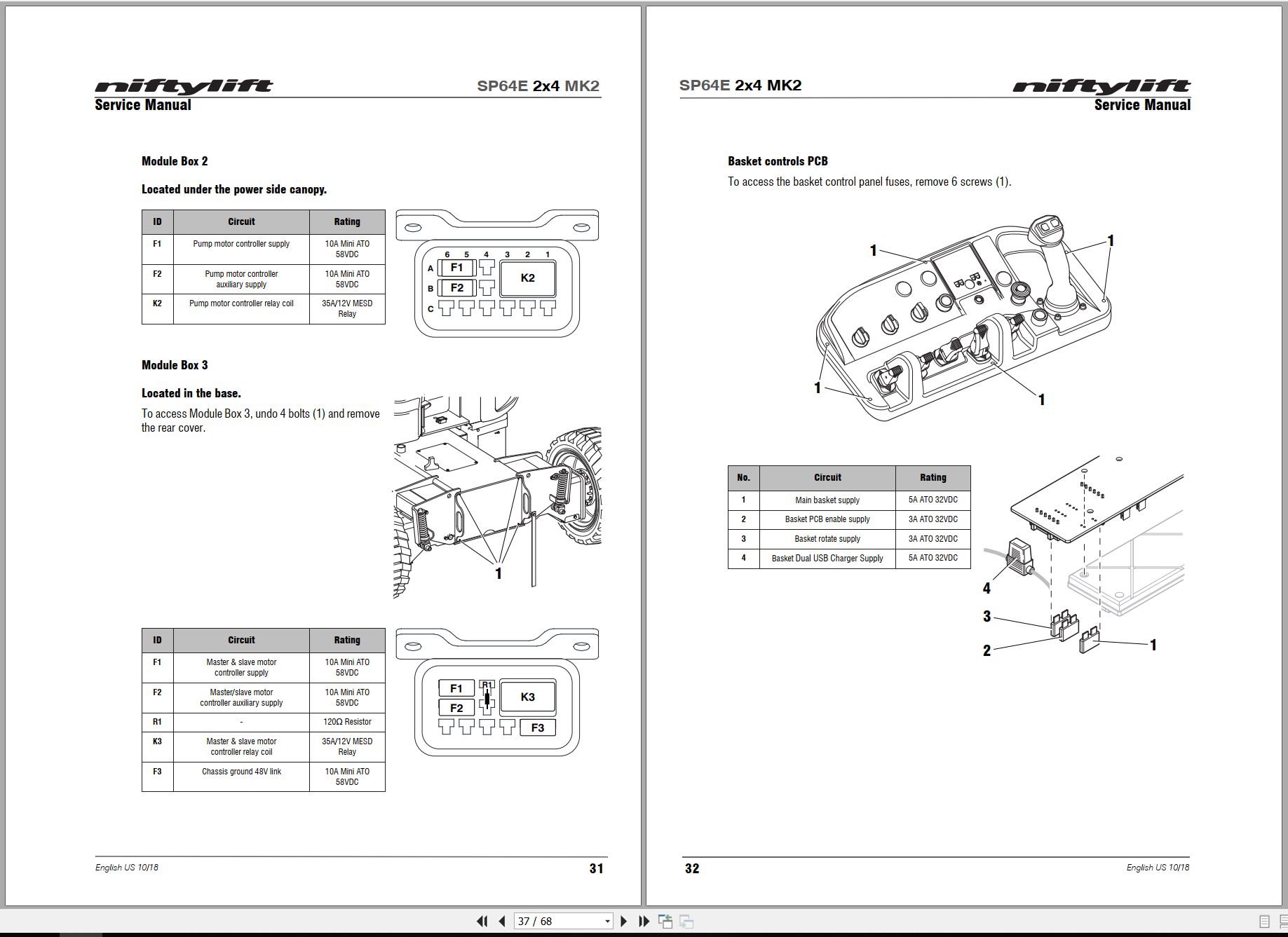 NIFTYLIFT Articulating Boom Lifts SP64 55008 Operating Service Parts ...
