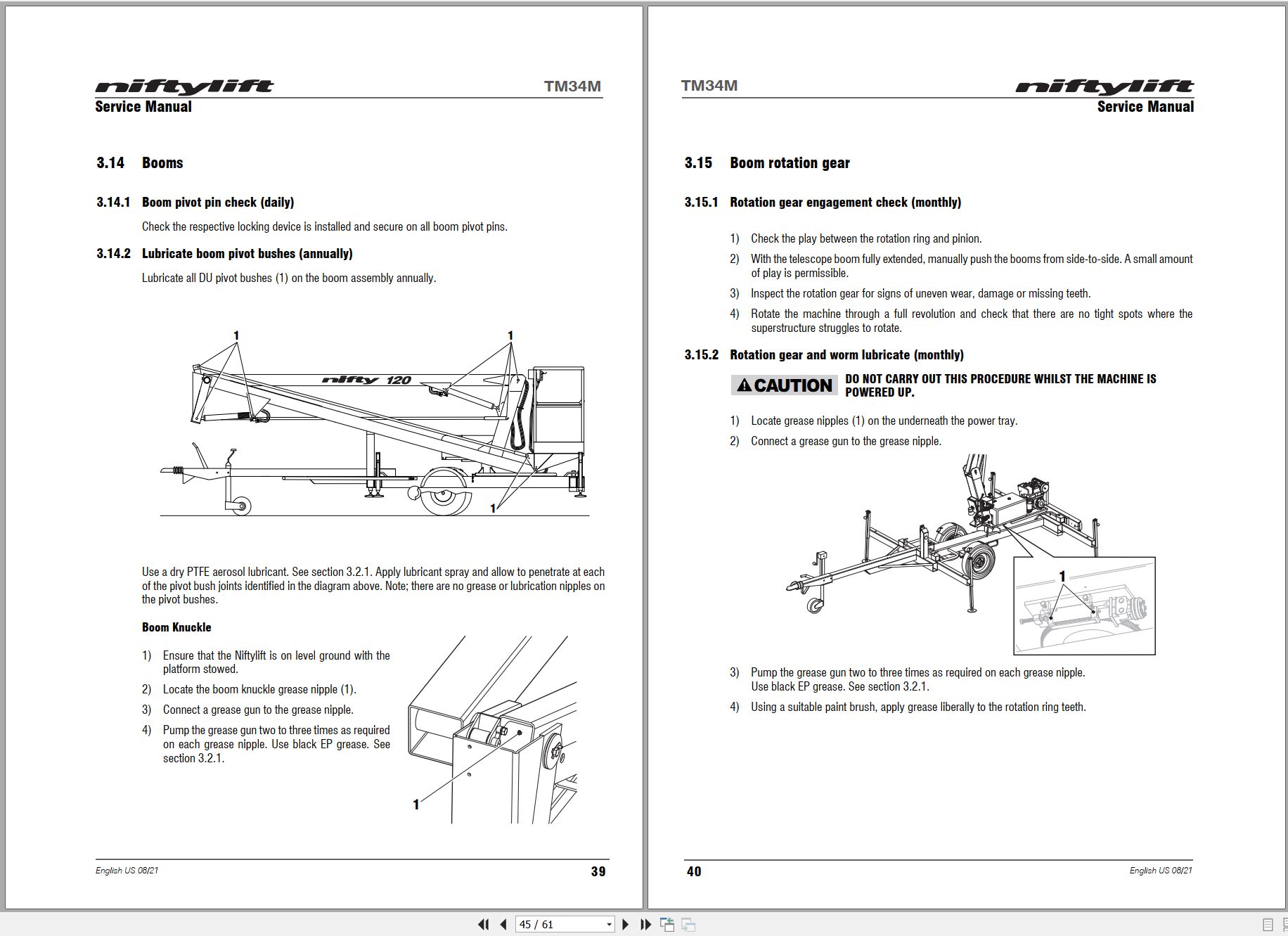 NIFTYLIFT Towable Boom Lifts TM34 63370 Operating Service Parts Manual ...