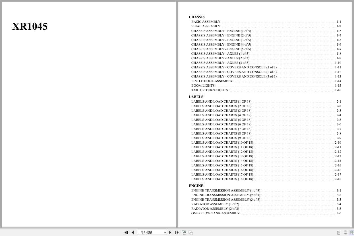 Xtreme Telehandler XR1045 Parts Manual 2023