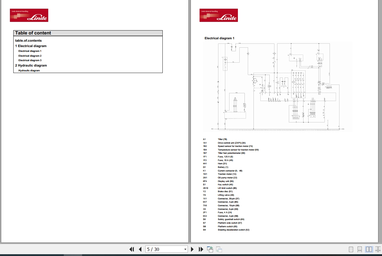 Linde Pallet Truck T1151-02 T16P T20P Electrical Hydraulic Diagrams ...