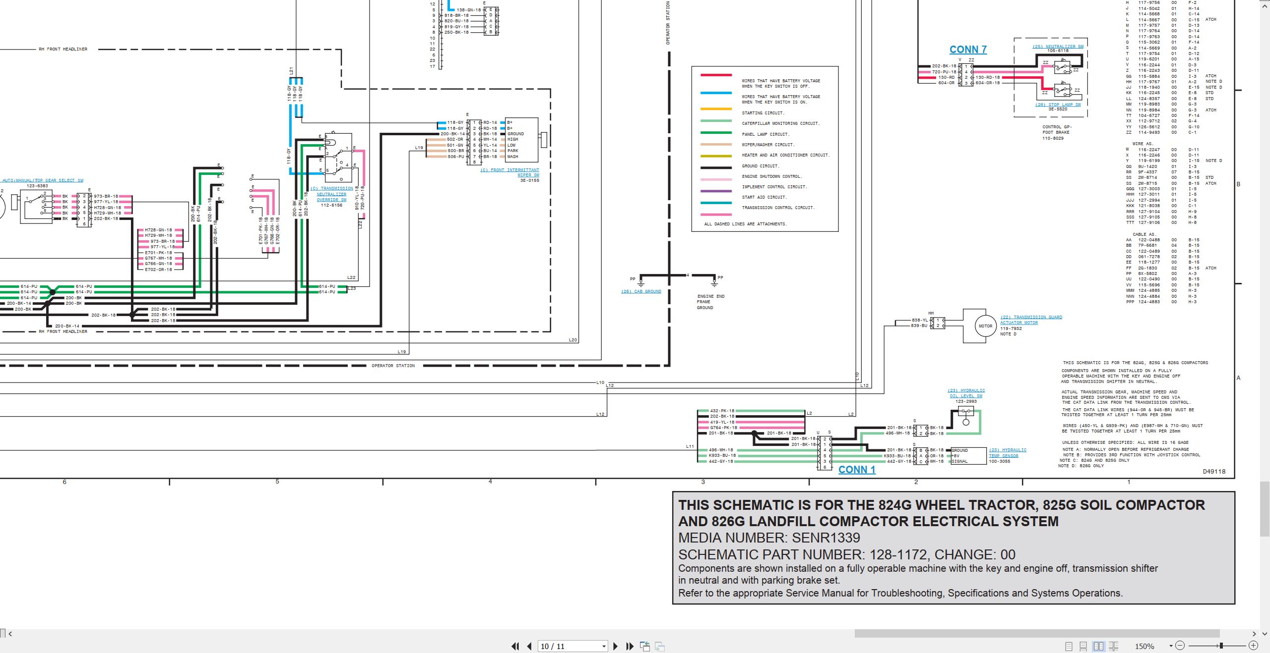 CAT Earthmoving Compactor 825G Electrical Hydraulic Schematic