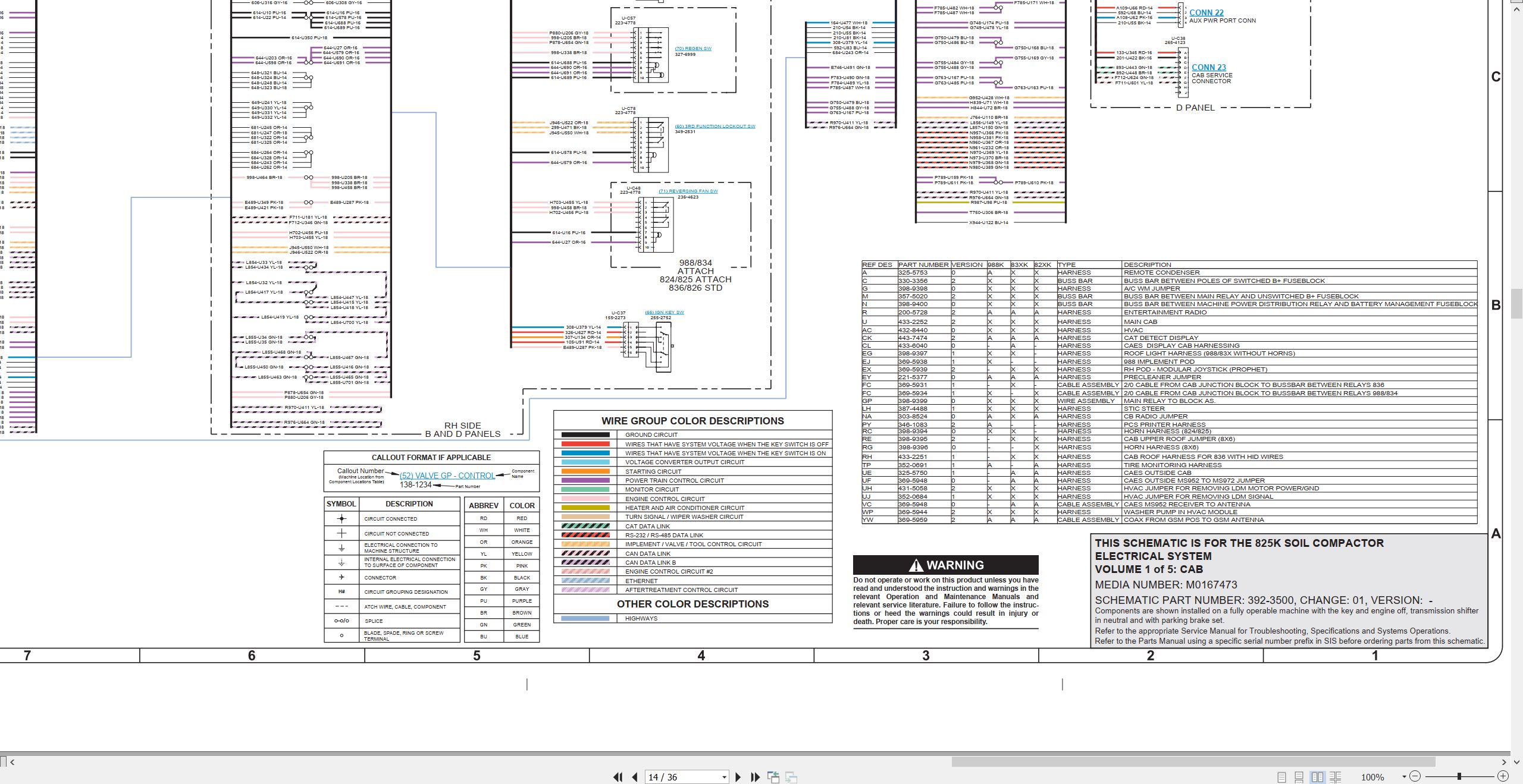 CAT Earthmoving Compactor 825K Electrical Hydraulic Schematic