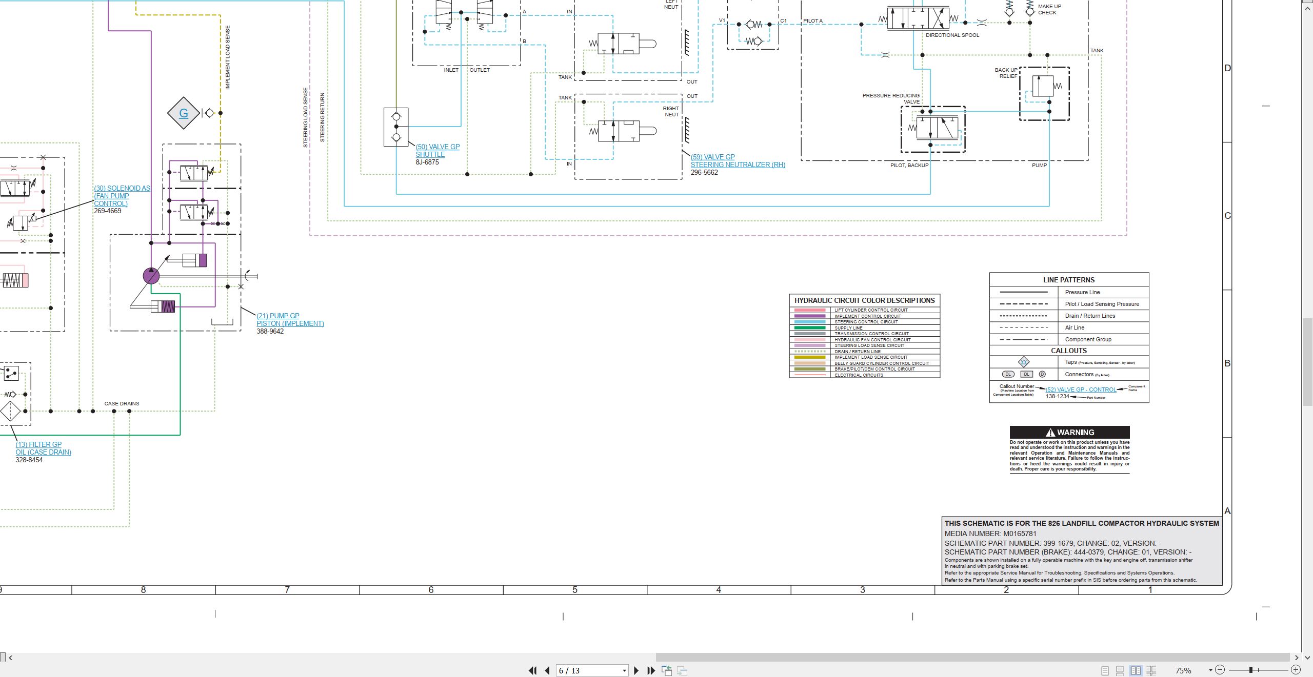 CAT Earthmoving Compactor 826 Electrical Hydraulic Power Train Schematic